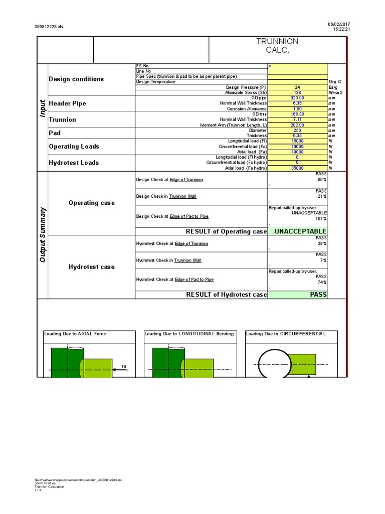 Trunnion Support Design Calculations | PDF | Pipe (Fluid Conveyance ...