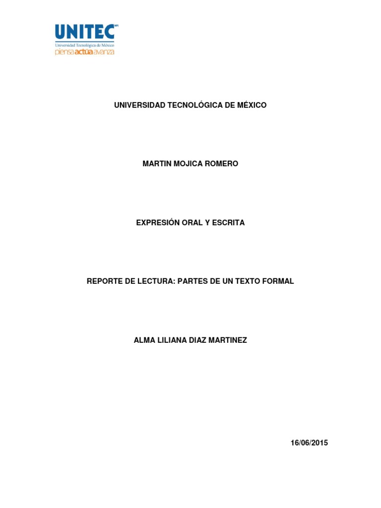 Partes de Un Texto Formal | PDF | Párrafo | Oración (Lingüística)