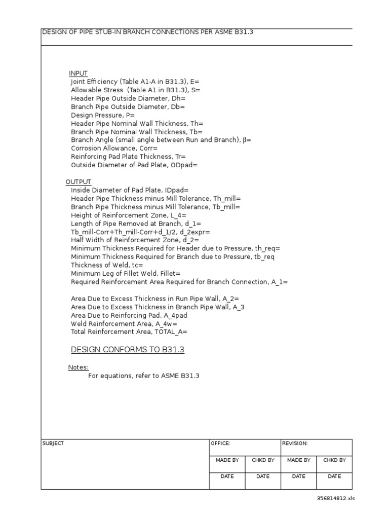 PIPE+STUB-IN Rev1 | PDF | Pipe (Fluid Conveyance) | Engineering