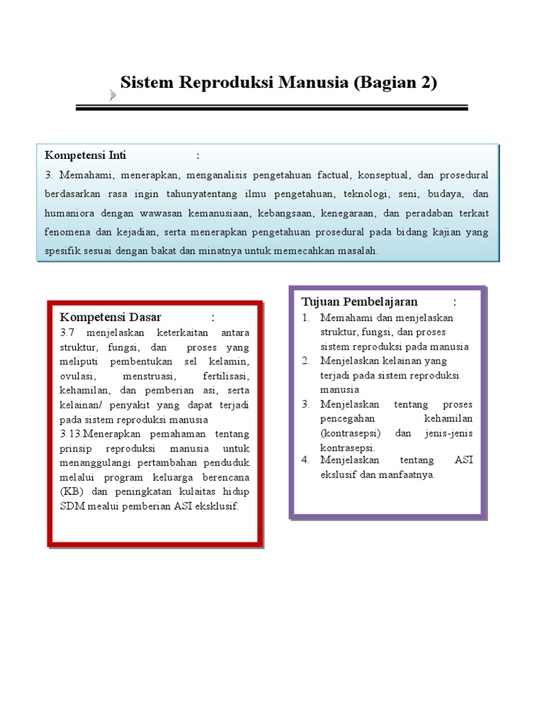 Bahan Ajar Sistem Reproduksi Manusia Bag | PDF | Pengembangan Diri | Kesehatan Holistik