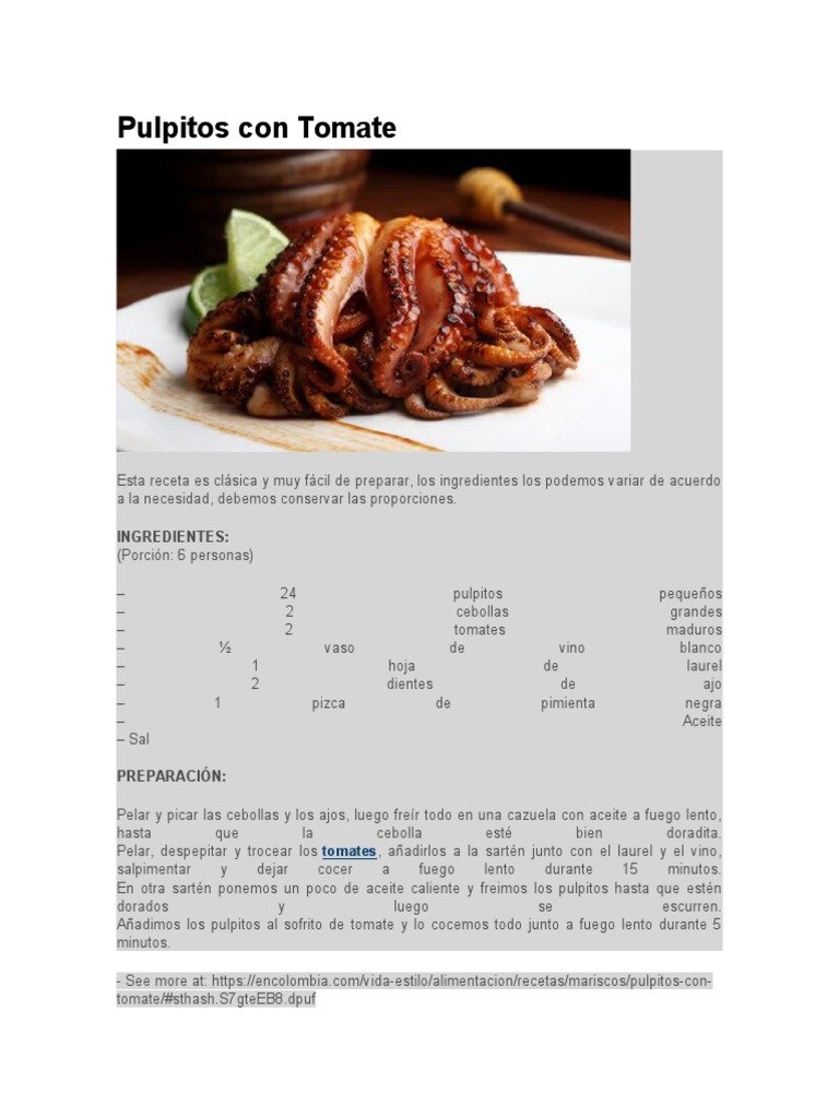 Pulpitos Con Tomate | PDF