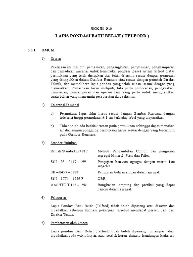 Lapis Pondasi Batu Belah Telford | PDF | Teknologi & Rekayasa