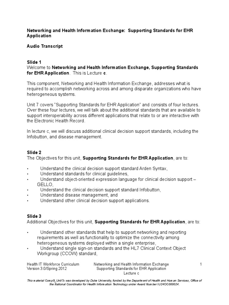 Comp9 Unit7c Audio Transcript | PDF | Health Informatics | Electronic ...