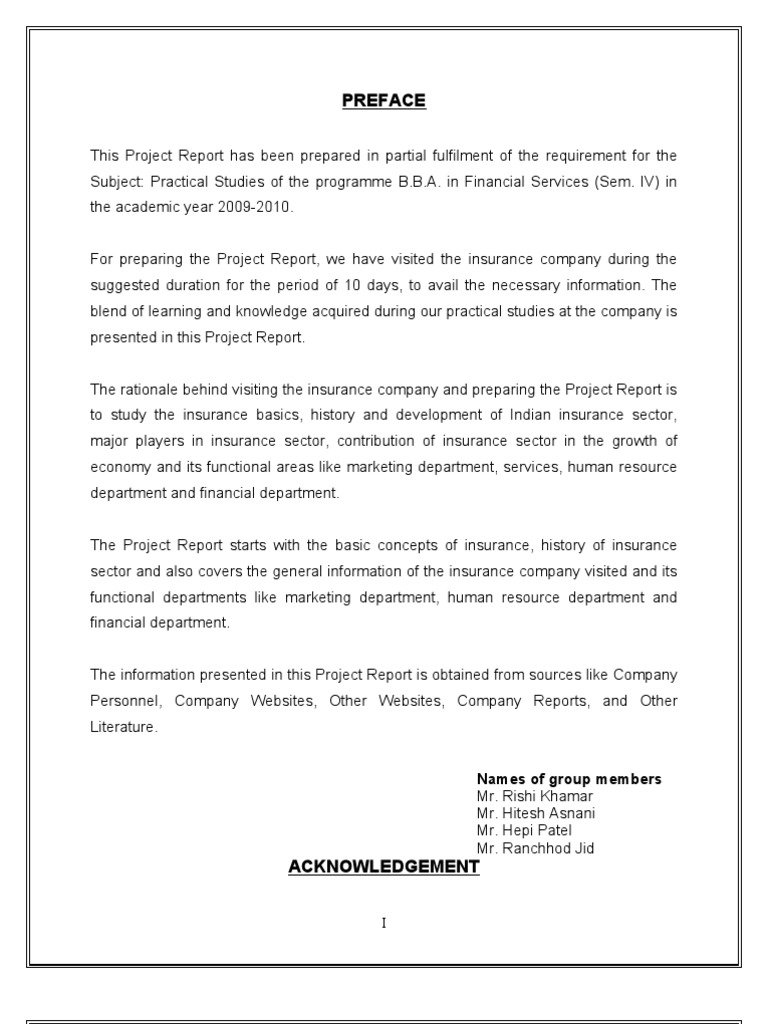 Done - Preface + Acknowledgement+Executive Summary+Table of Contents ...