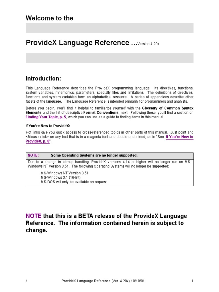 Providex Reference Lenguaje | PDF | Control Flow | String (Computer ...