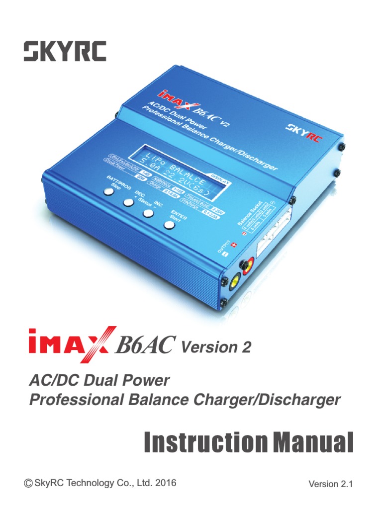Imax B6ac v2 Manual | PDF | Battery Charger | Rechargeable Battery