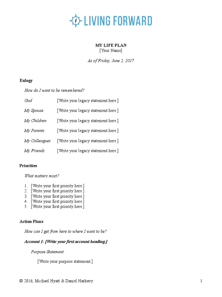 Living Forward - Life Plan Template
