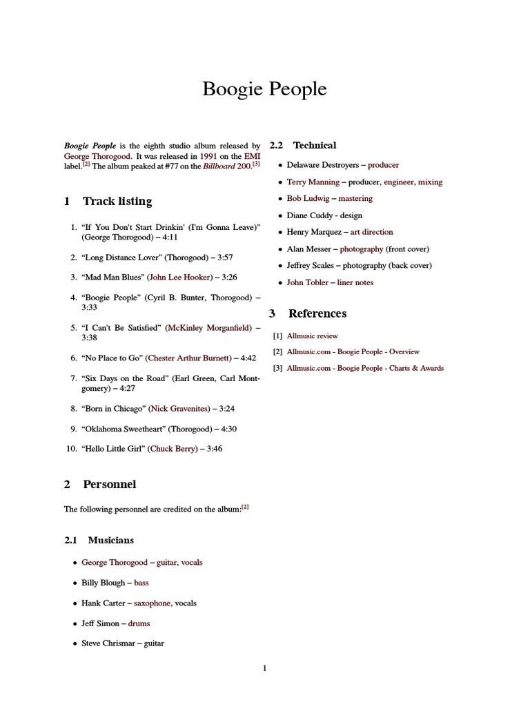 Boogie People: 1 Track Listing | PDF | Music Industry | Recorded Music