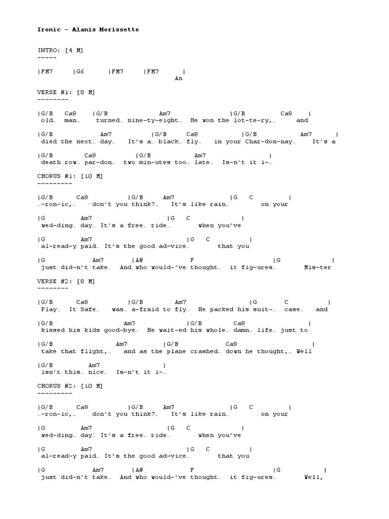 Ironic - Alanis Morissette | PDF | Songs | Musical Compositions