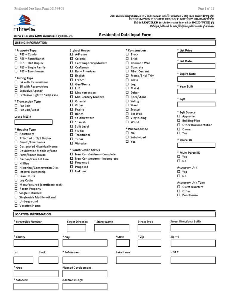 Real Estate Listing Form | PDF