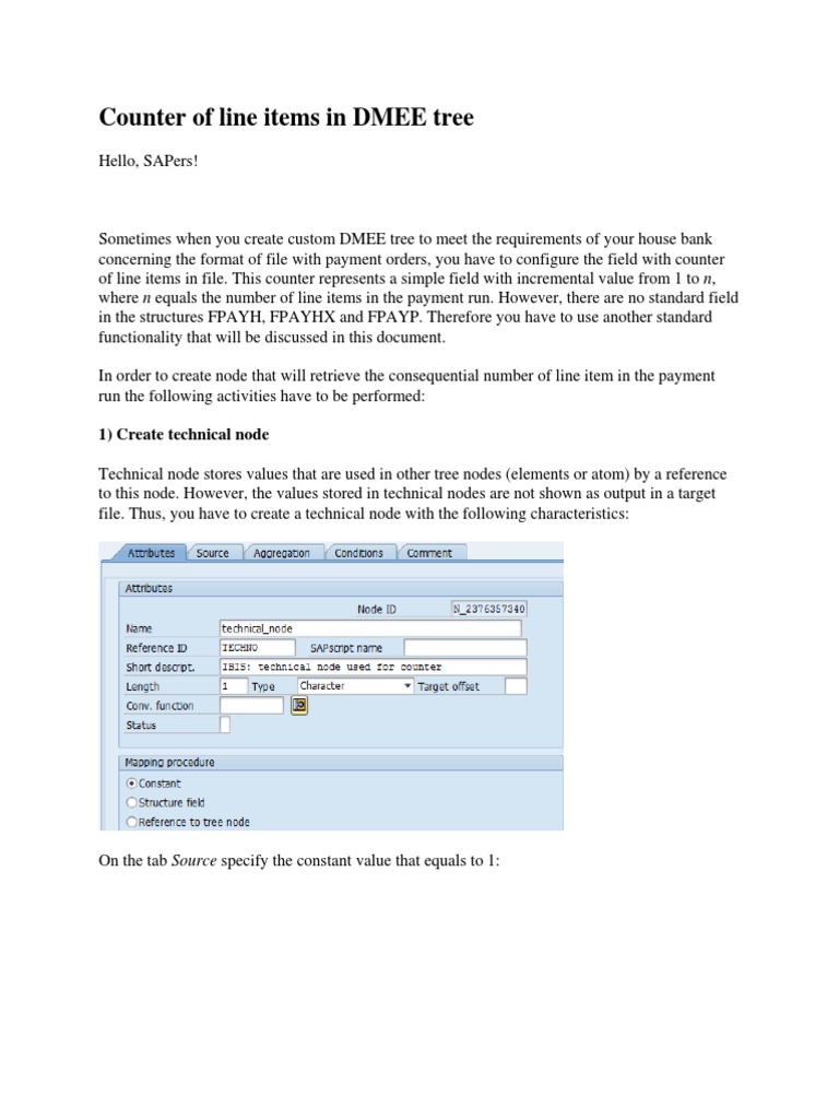 Counter of Line Items in DMEE Tree | PDF