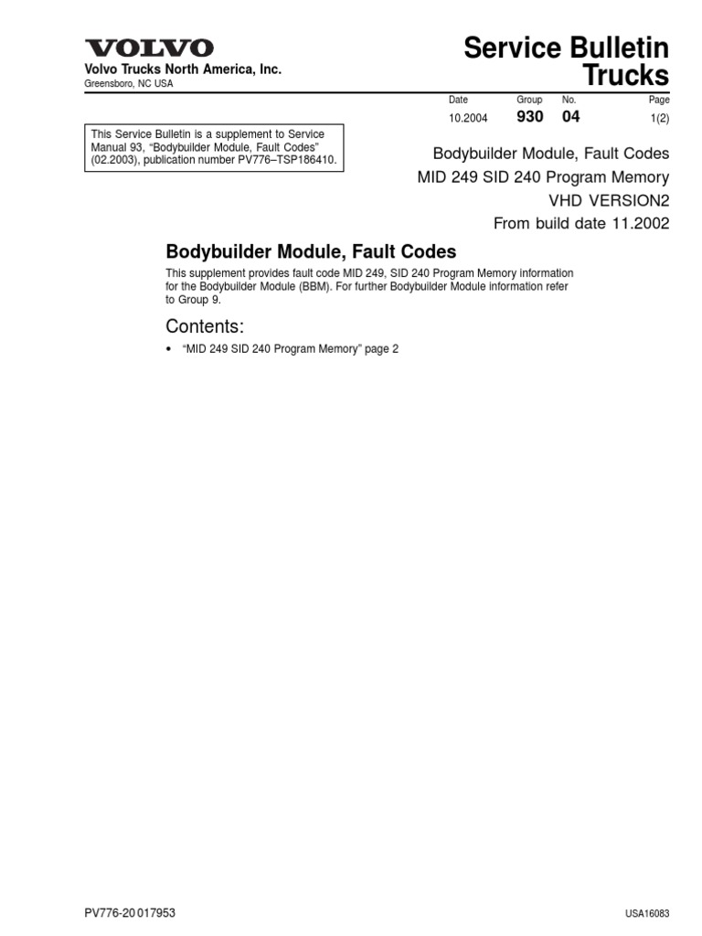 Bodybuilder Module, Fault Codes | PDF | Electrical Engineering ...