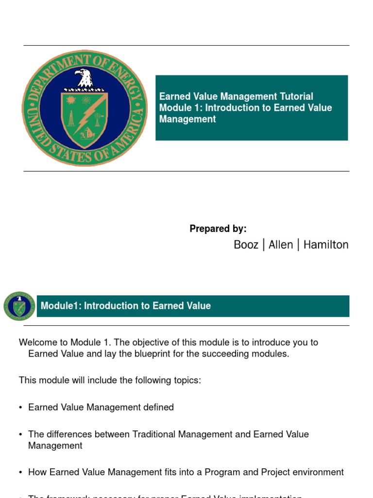 Earned Value Management Tutorial Module 1: Introduction To Earned Value Management | PDF ...