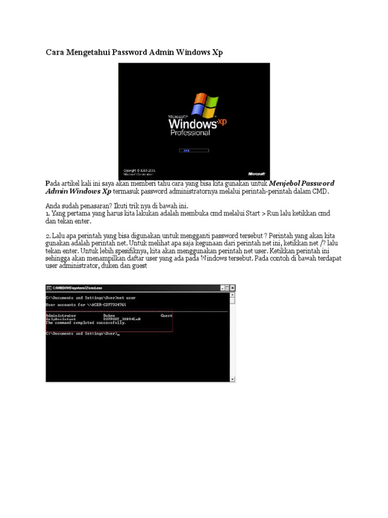 Cara Mengetahui Password Admin XP | PDF | Karier & Perkembangan | Komputer