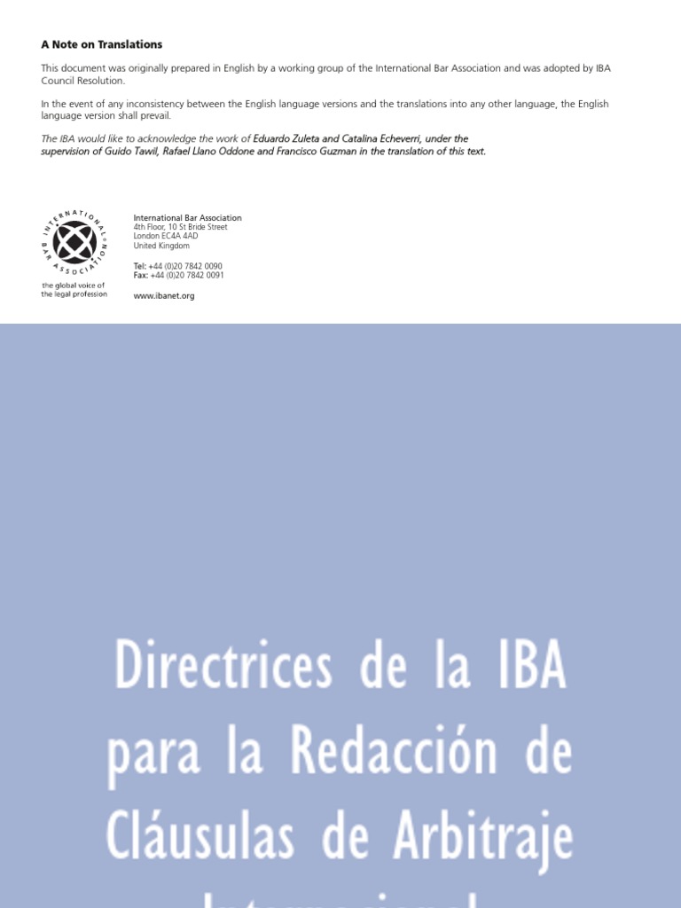 Directrices IBA para La Redaccion de Clausulas de ACI | PDF | Arbitraje | Árbitro