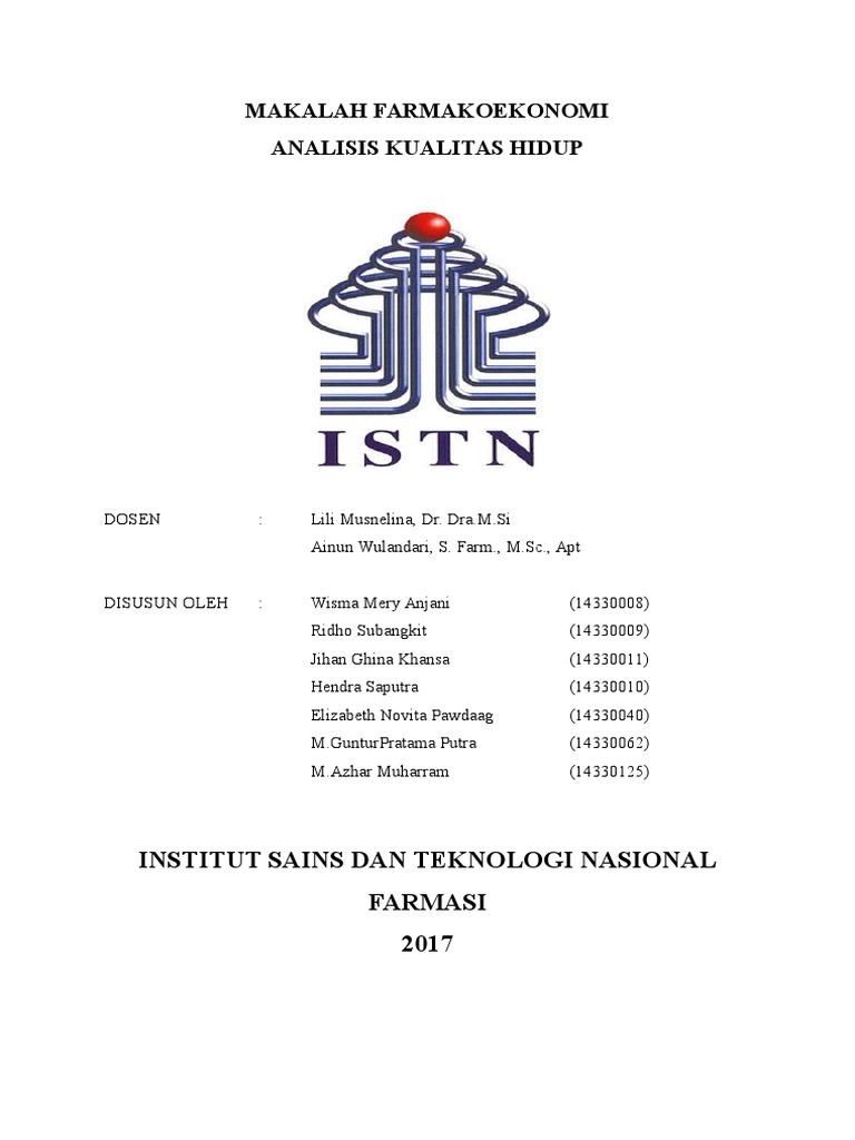 Makalah Farmakoekonomi Analisis Kualitas Hidup | PDF | Kesehatan Holistik