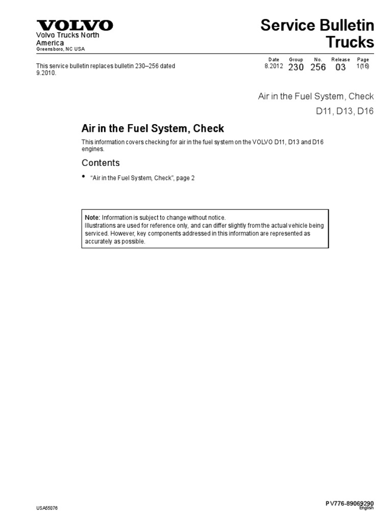 Air in The Fuel System, Check | PDF | Valve | Fuel Injection
