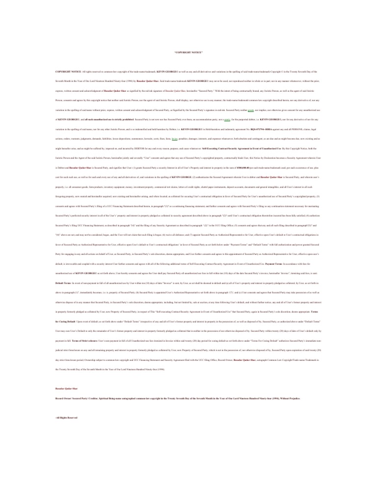 Copyright Common Law Notice | PDF | Security Interest | Uniform ...