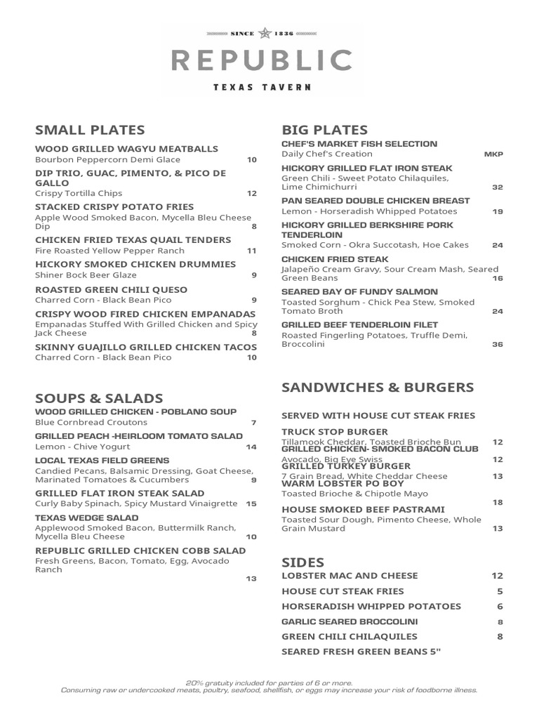 Republic Menu | PDF | Hamburgers | Grilling