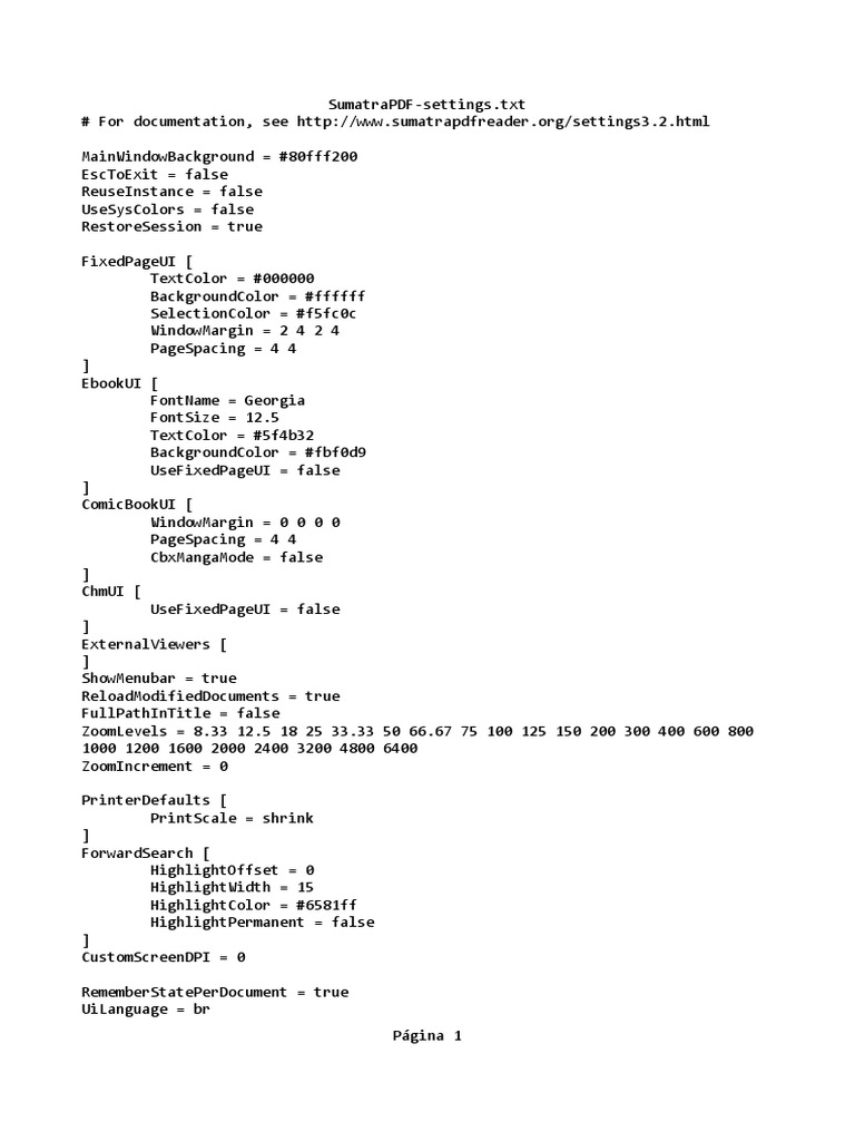 SumatraPDF User Settings Guide | PDF