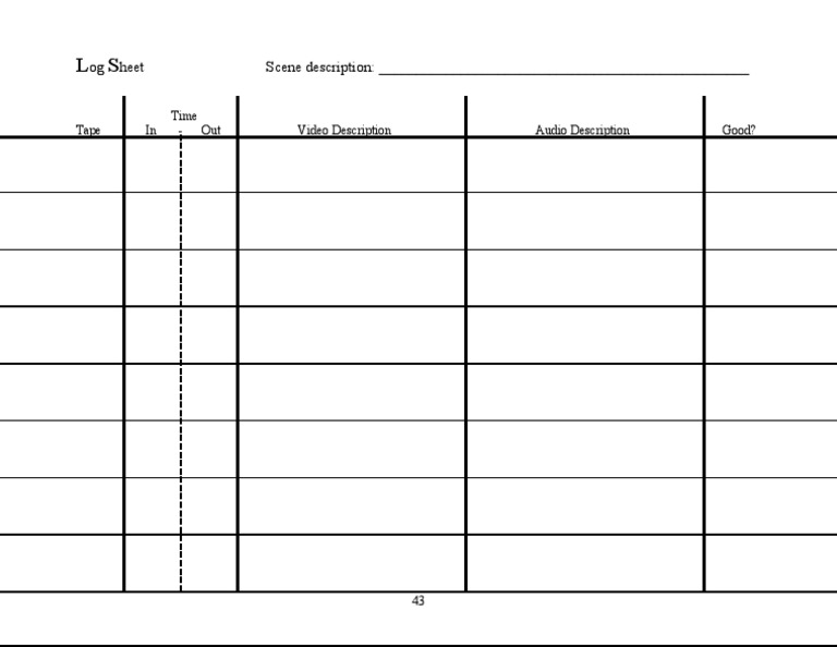Footage Log Sheet Template | PDF