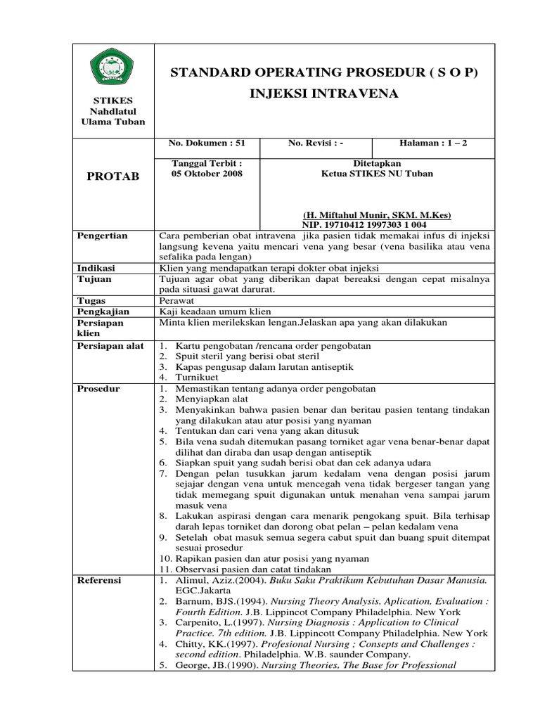 SOP Injeksi IV | PDF