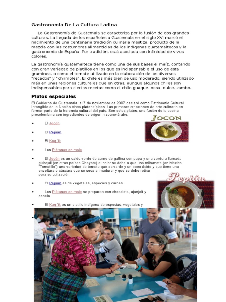 Gastronomía de la Cultura Ladina | PDF