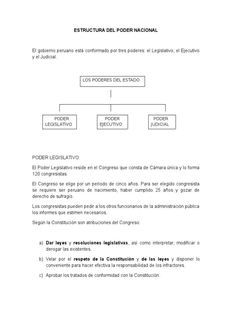 Estructura Del Poder Nacional Peru | PDF | Gobierno | Justicia