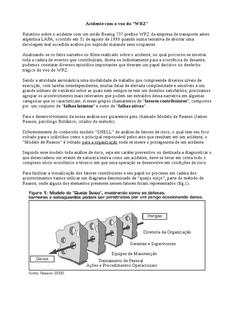 Relatório - Modelo de Reason | PDF | Aeronave | Psicologia