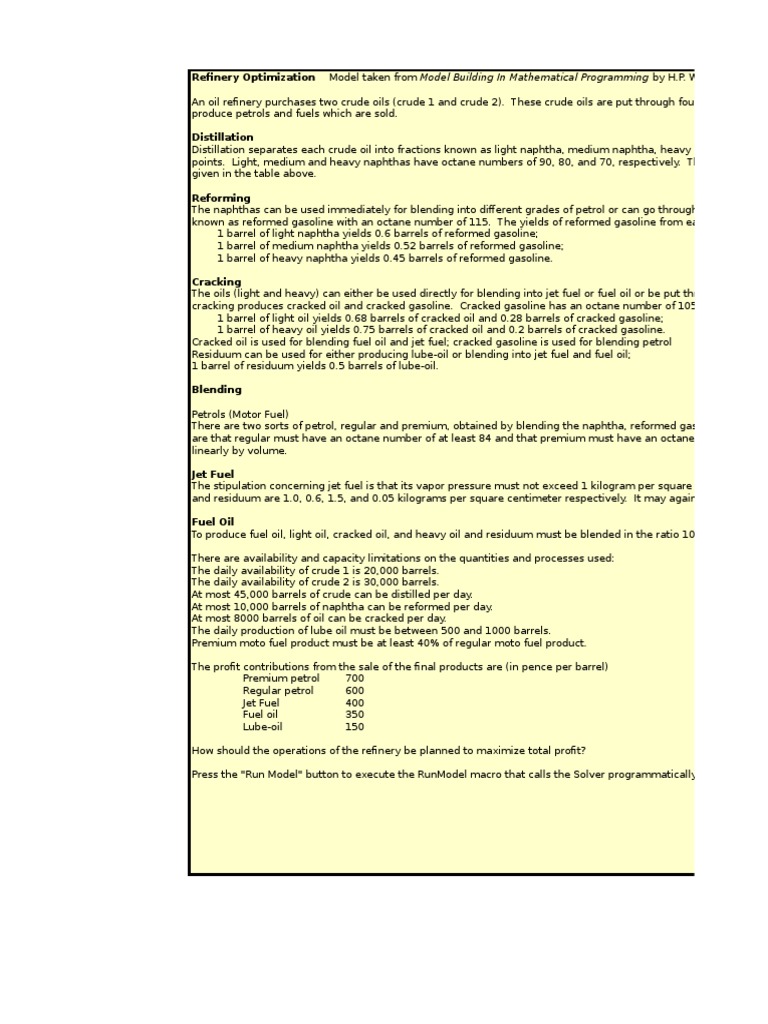 Refinery Optimization Pdf Gasoline Oil Refinery