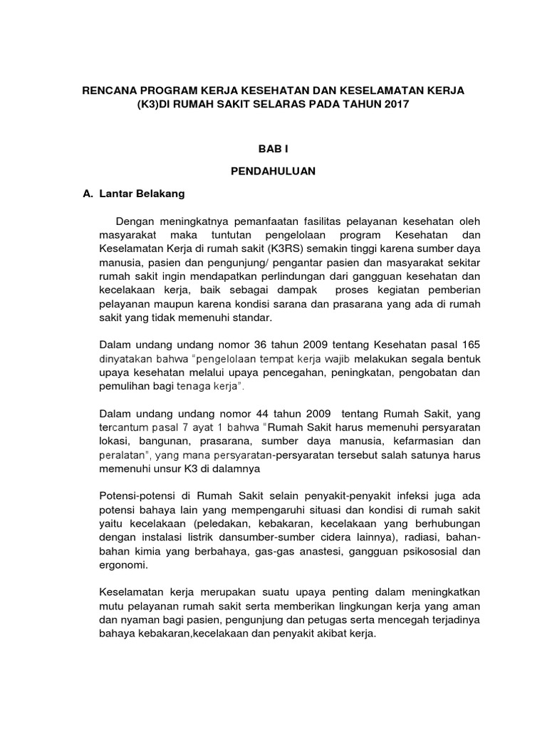 Rencana Program Kerja Kesehatan Dan Keselamatan Kerja | PDF