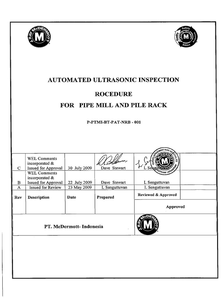 Automated Ultrasonic Inspection Procedure Rev C. | PDF