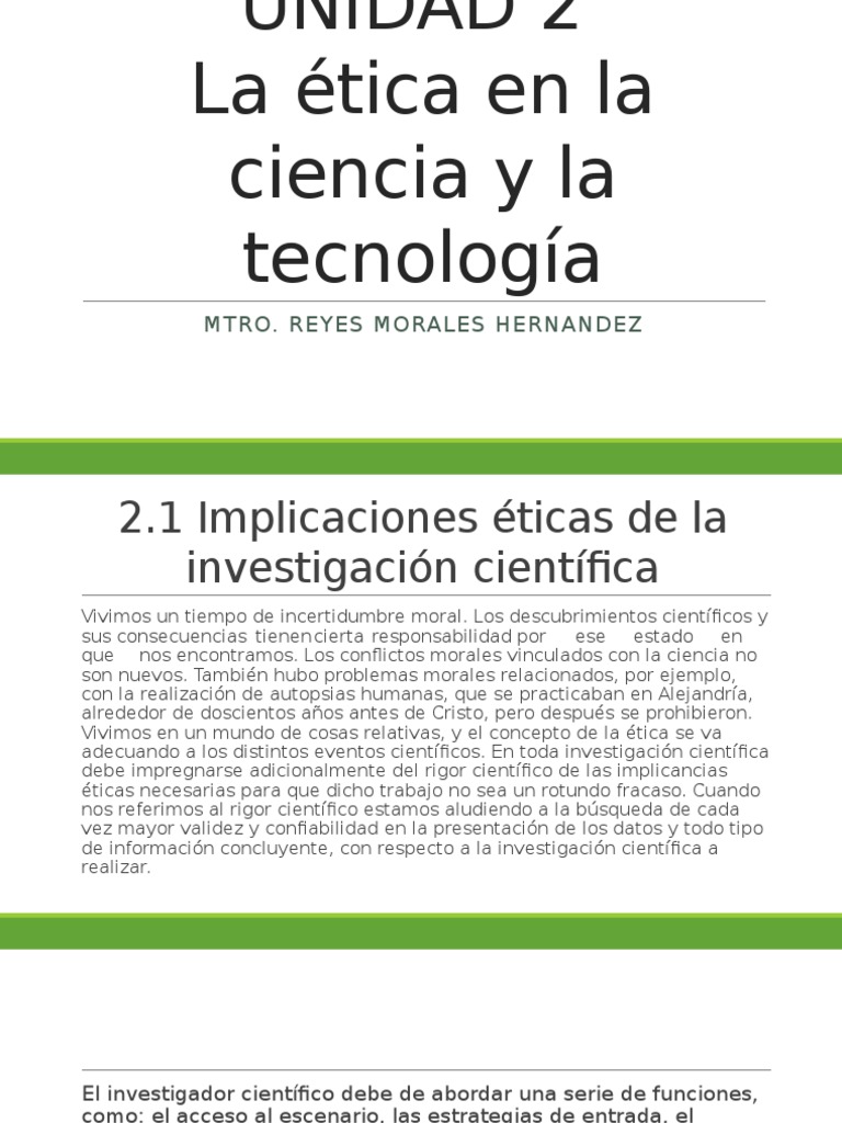Ética en Ciencia y Tecnología: Implicaciones | PDF | Science | Motivación