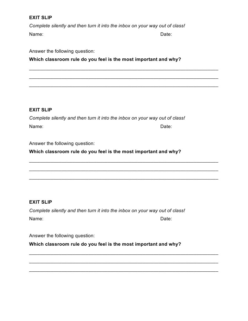 EXIT SLIP First Day Rules | PDF