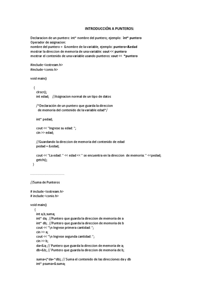 Introducción A Punteros | PDF | Puntero (Programación de computadora) | Estructura de datos de ...