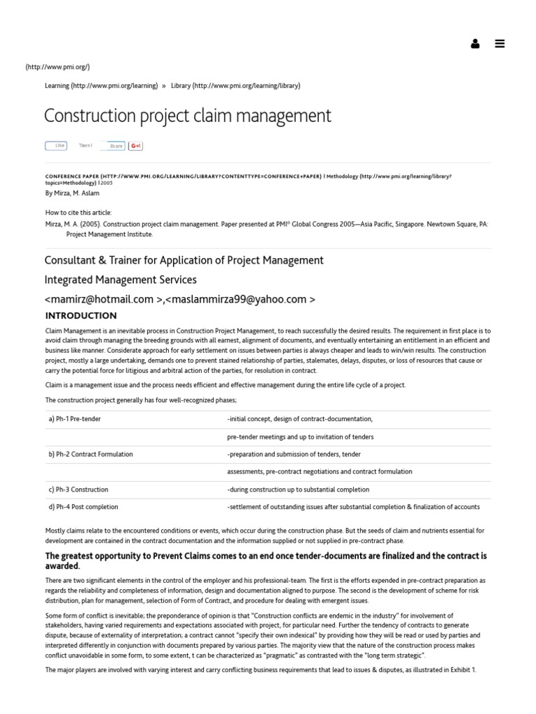 Construction Project Claim Management | Download Free PDF | Alternative ...