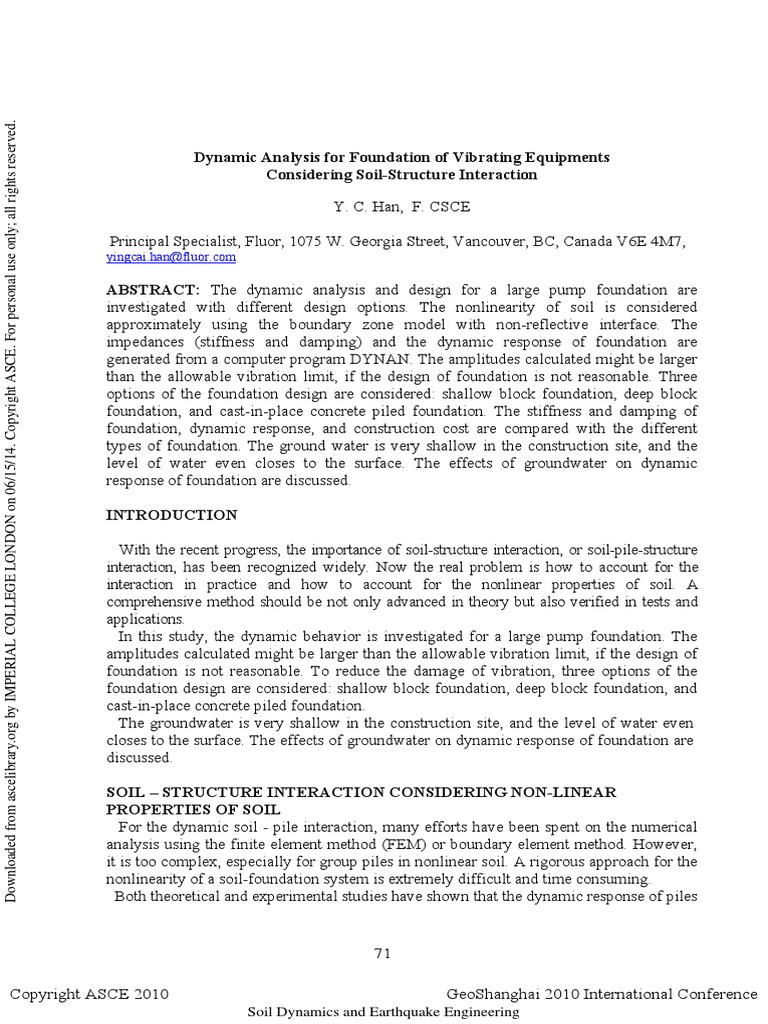 Dynamic Analysis For Foundation of Vibrating Equipments | PDF ...