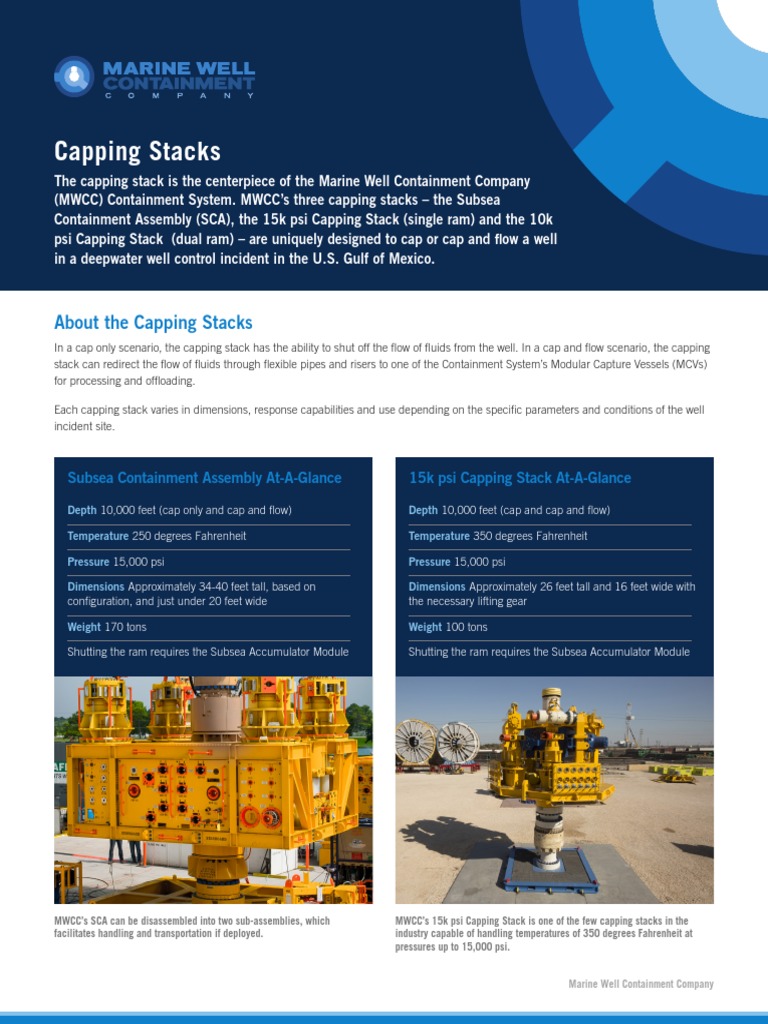 Capping Stack Fact Sheet Final and Approved | PDF | Subsea (Technology ...