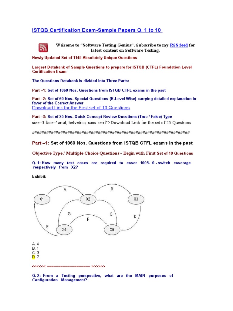 ISTQB Certification Sample Questions | PDF | Software Testing ...