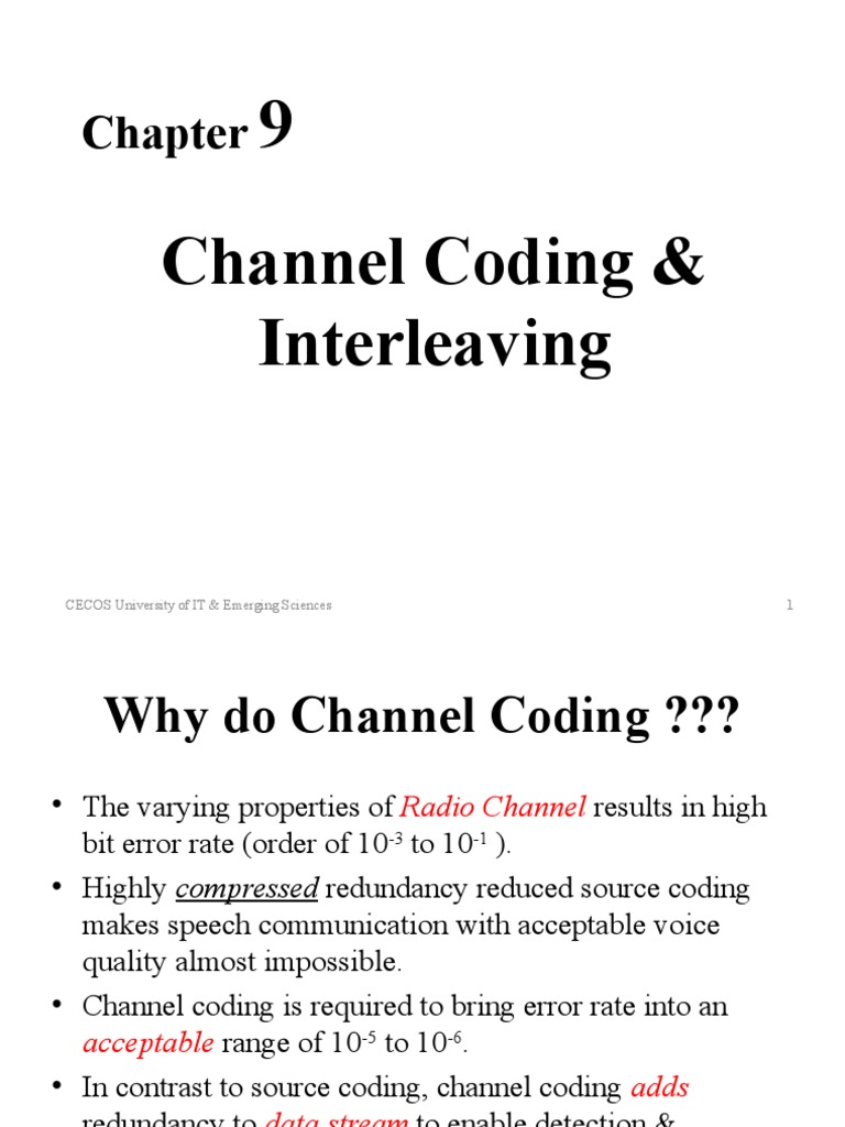 Channel Coding & Interleaving - Chap 9 | PDF | Error Detection And Correction | Forward Error ...
