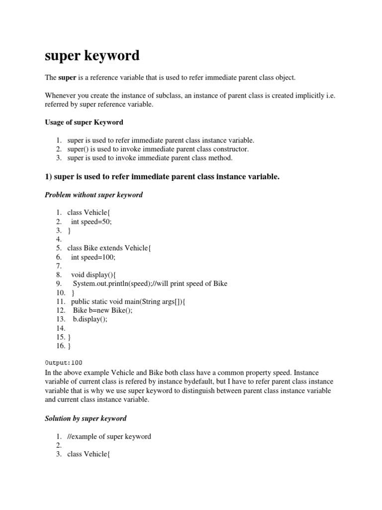 Super Keyword Pdf Method Computer Programming Inheritance Object Oriented Programming 5941