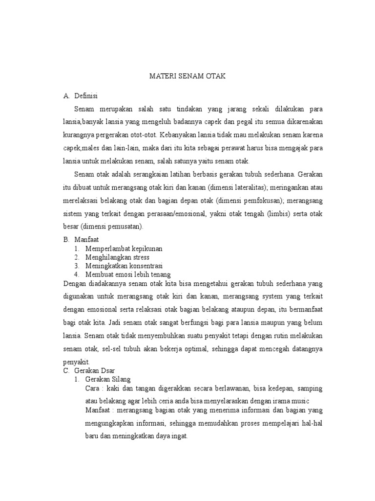 Materi Senam Otak Lansia | PDF