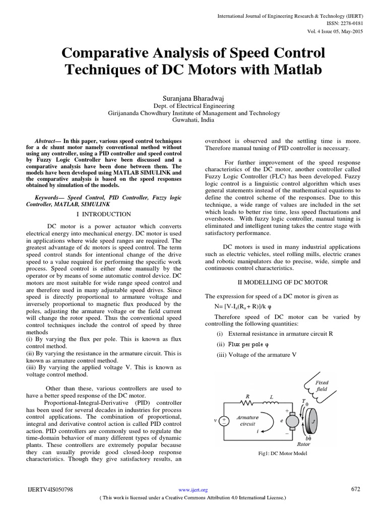 Comparative Analysis of Speed Control Techniques of DC Motors With Matlab | PDF | Electric Motor ...