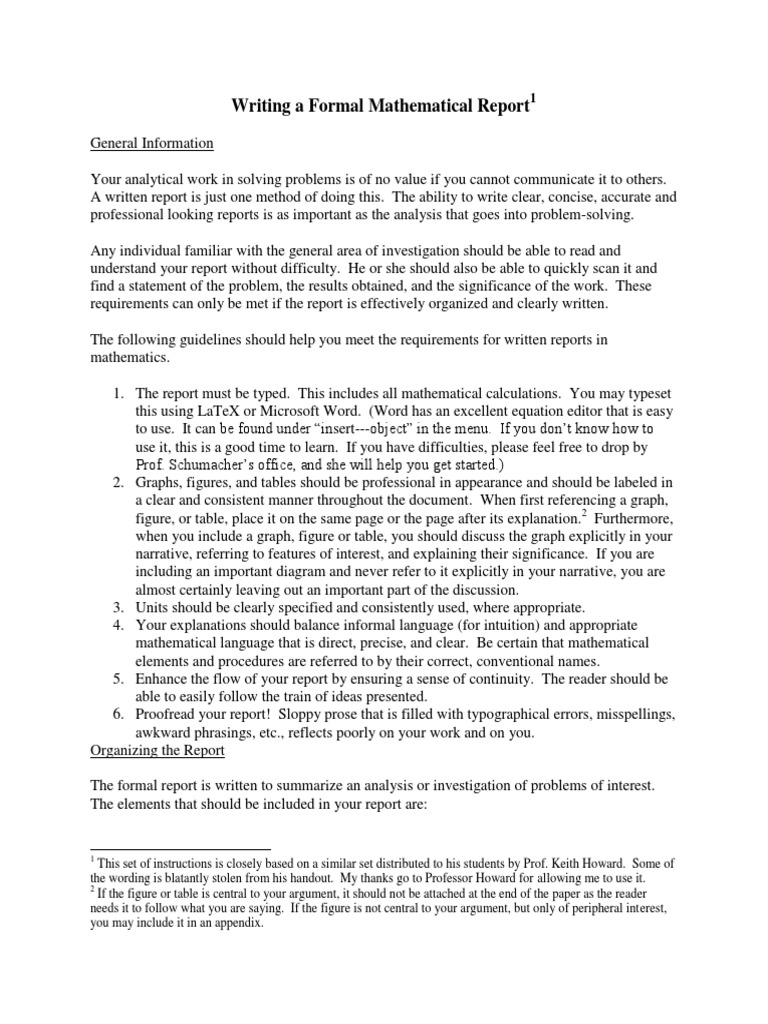 Writing A Formal Mathematical Report PDF | PDF | Abstract (Summary ...