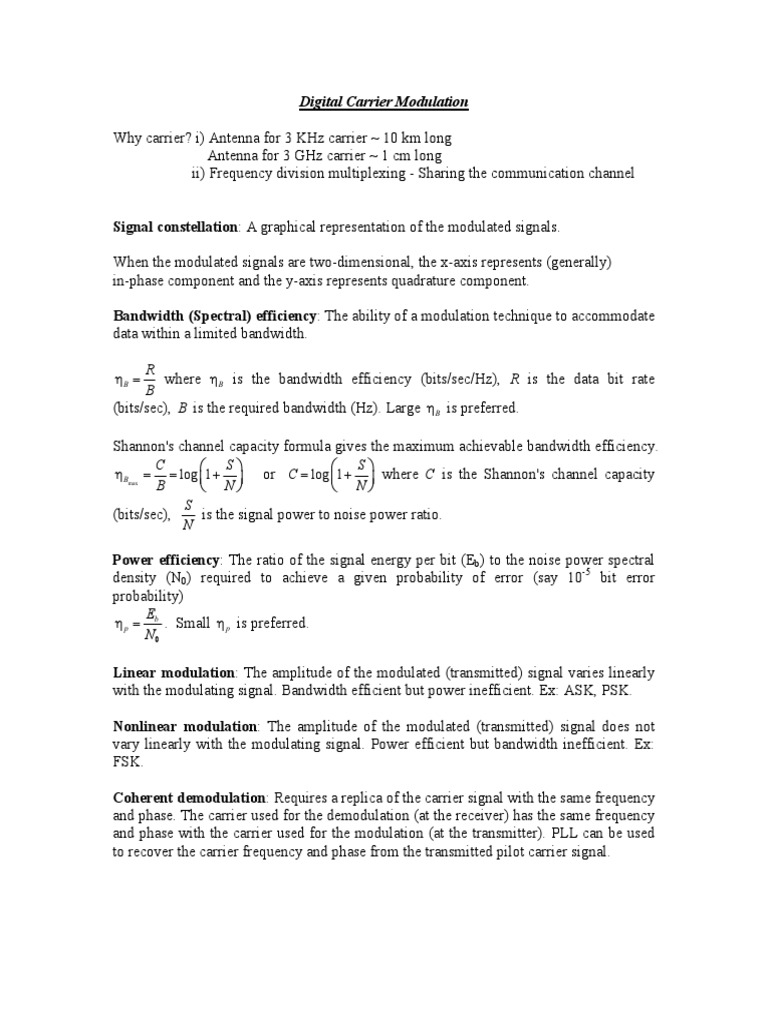 Digital Carrier Modulation | PDF