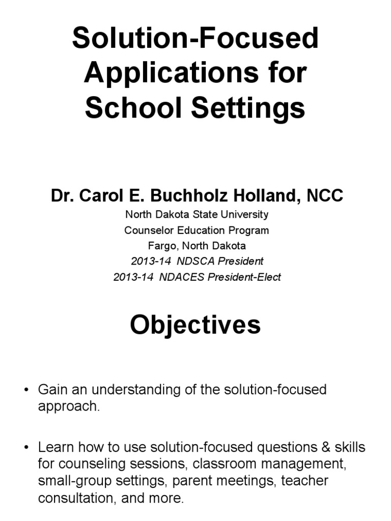 Buchholz Holland SF Schools | Download Free PDF | Solution Focused Brief Therapy | School Counselor