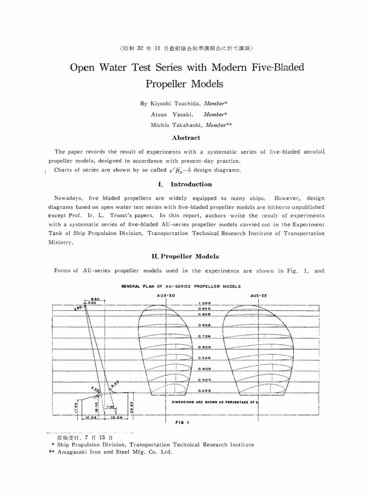 Open Water Tests of Five Bladed Propeller Model | PDF | Propeller | Thrust