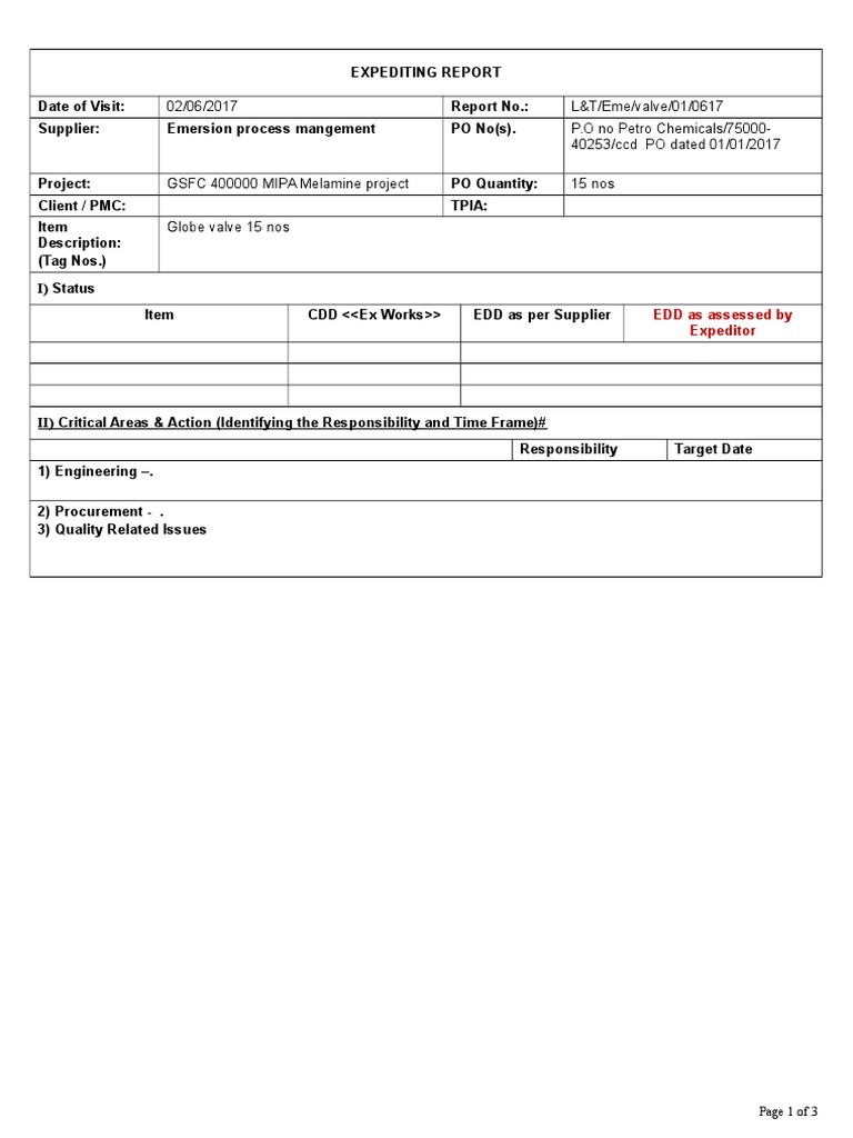 Expediting Report MIL-18Aug | PDF | Foundry | Forging