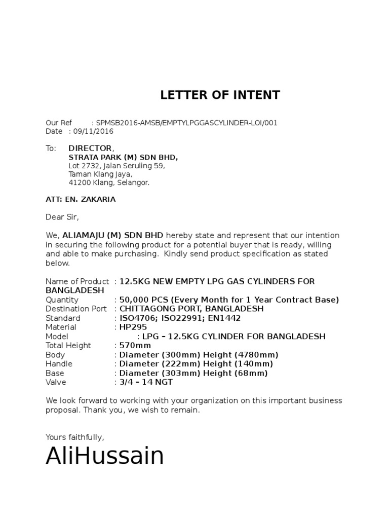 Letter of Intent-11hb | PDF