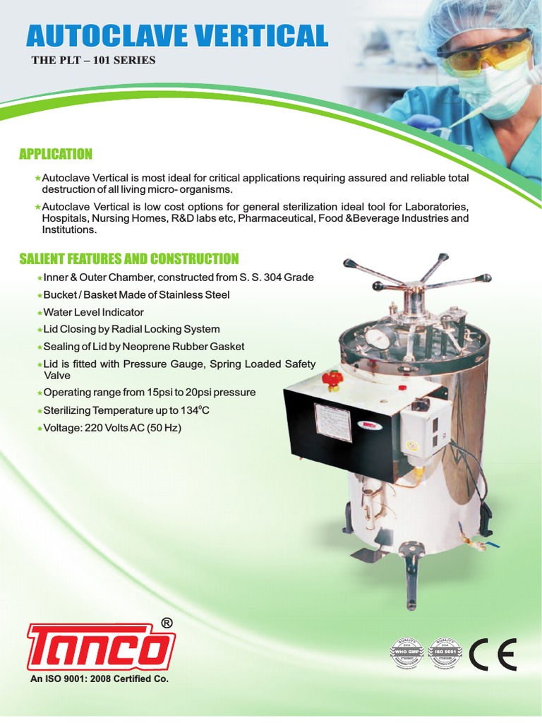 Tanco Autoclave Vertical | PDF | Vacuum Tube | Sterilization (Microbiology)